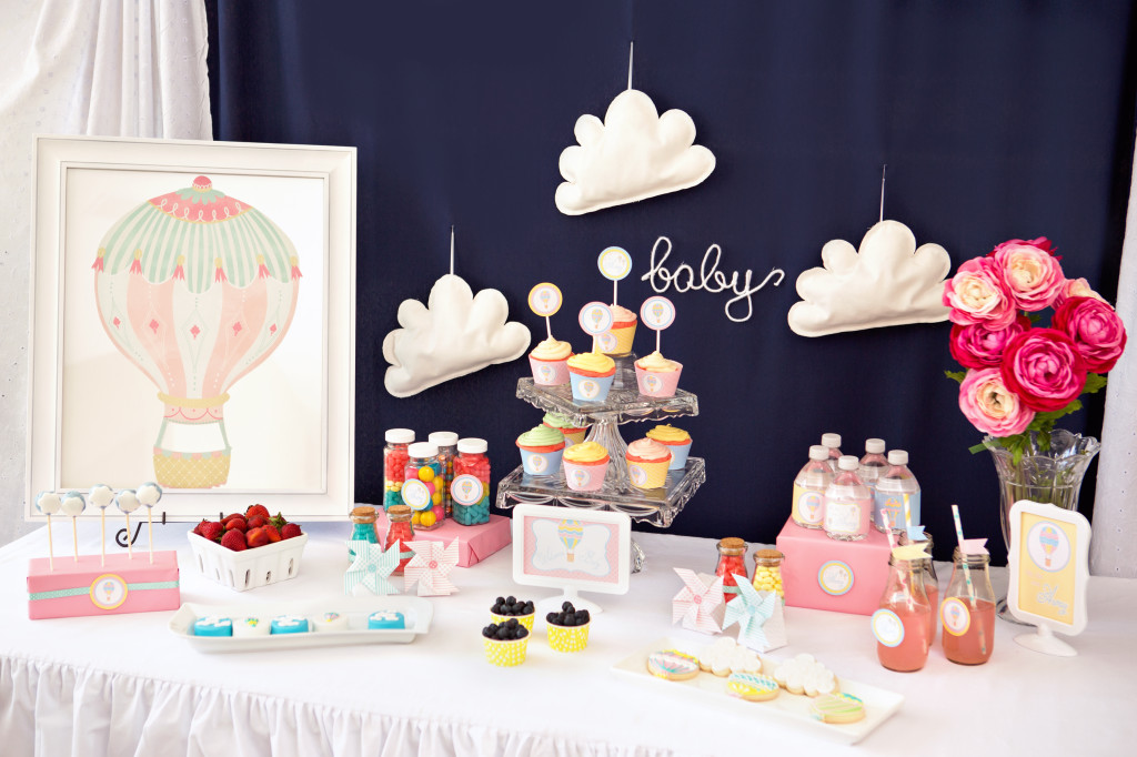 Colorful Hot Air Balloon Baby Shower Decorations